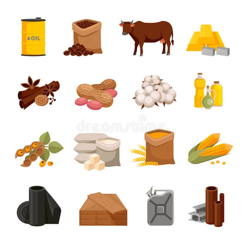 Commodity Concept Icons Set Stock Vector - Illustration of agriculture ...