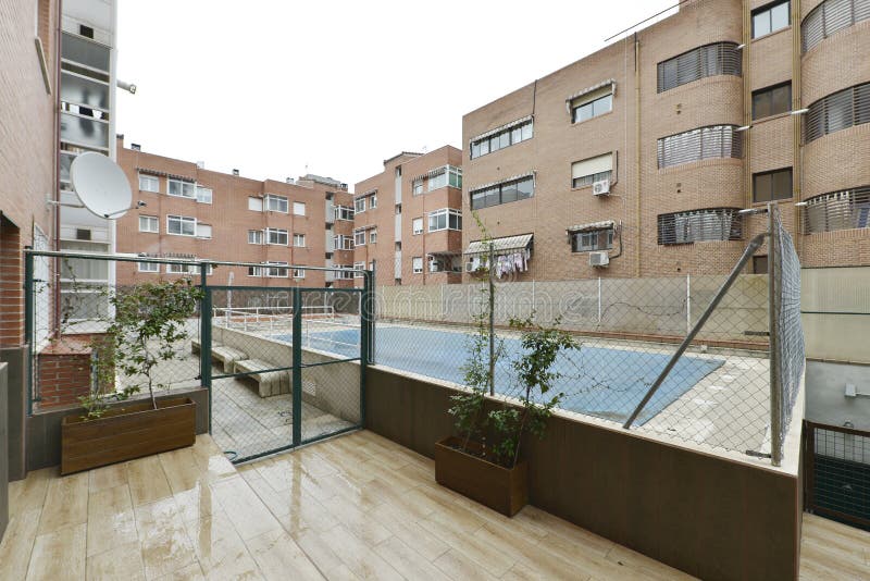 Common Areas with a Pool Covered with a Canvas for Winter Protection in ...