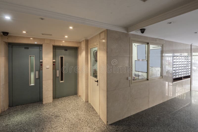 Common Areas of a Residential Building with Double Elevator Stock Image ...