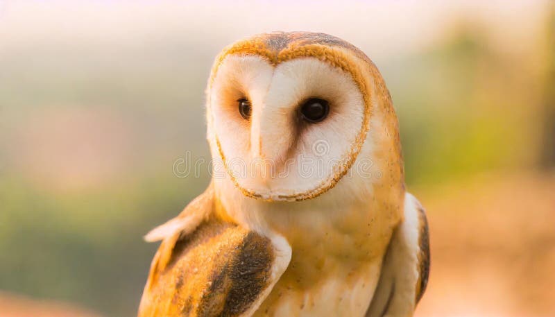 Common Barn Owl ( Tyto Albahead ) Close Up Sitting Stock Illustration ...