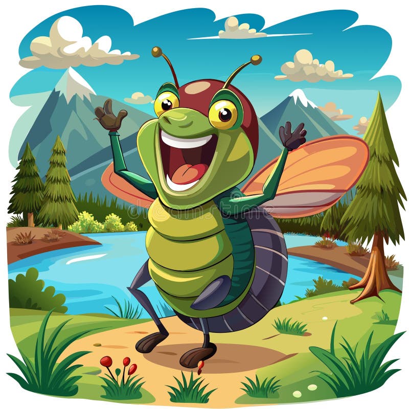 Common Beetle Bug Enthusiastic Laughs Lake Vector Stock Illustration ...