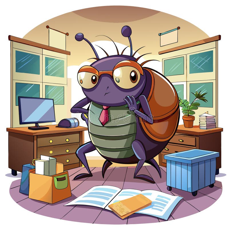 Common Beetle Bug Exhausted Looks Office Vector Stock Illustration ...