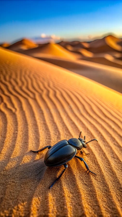 Common Beetle Bug Goes Desert Stock Illustration - Illustration of ...