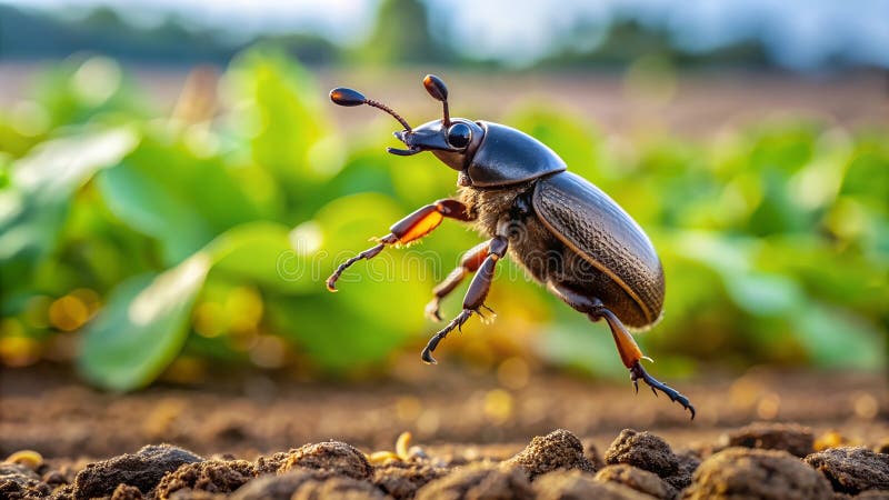 Common Beetle Bug Jumps Farm Stock Illustration - Illustration of ...