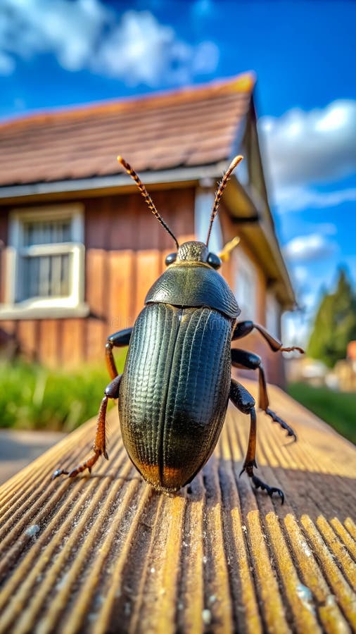 Common Beetle Bug Looks House Stock Illustration - Illustration of ...