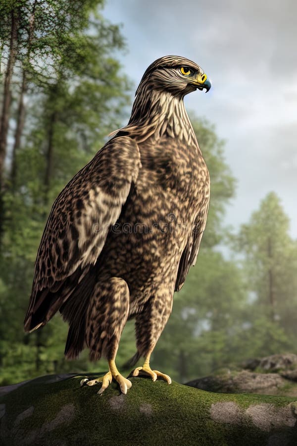 Common Buzzard Animal. AI Generated. Stock Illustration - Illustration ...