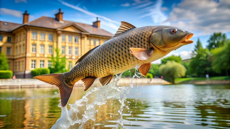 Common Carp Fish Jumps School Stock Illustration - Illustration of ...