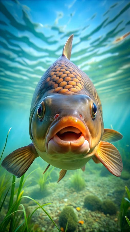Common Carp Fish Laughs Sea Stock Illustration - Illustration of ...