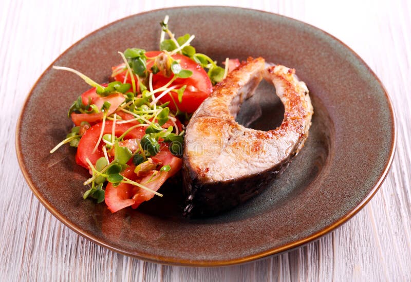 Common carp steak, fried stock photo. Image of healthy - 112326986