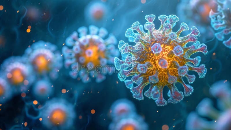 Common Cold Virus Under Microscope AI Generated Stock Illustration ...