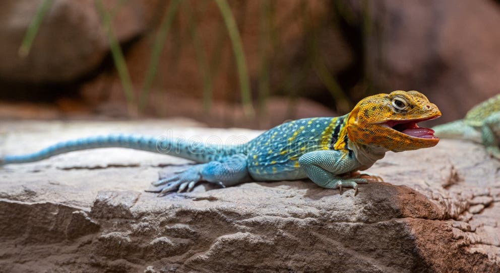 Common Collared Lizard (Crotaphytis-collaris) on a Rock Stock Image ...