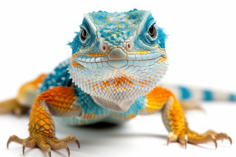 Common Collared Lizard Showcases Its Vibrant Colors Against a White ...