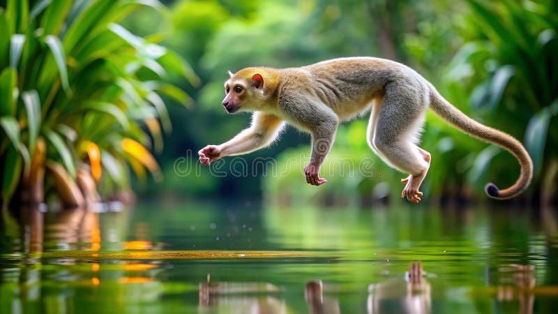 Common Cuscus Monkey Jumps Lake Stock Illustration - Illustration of ...