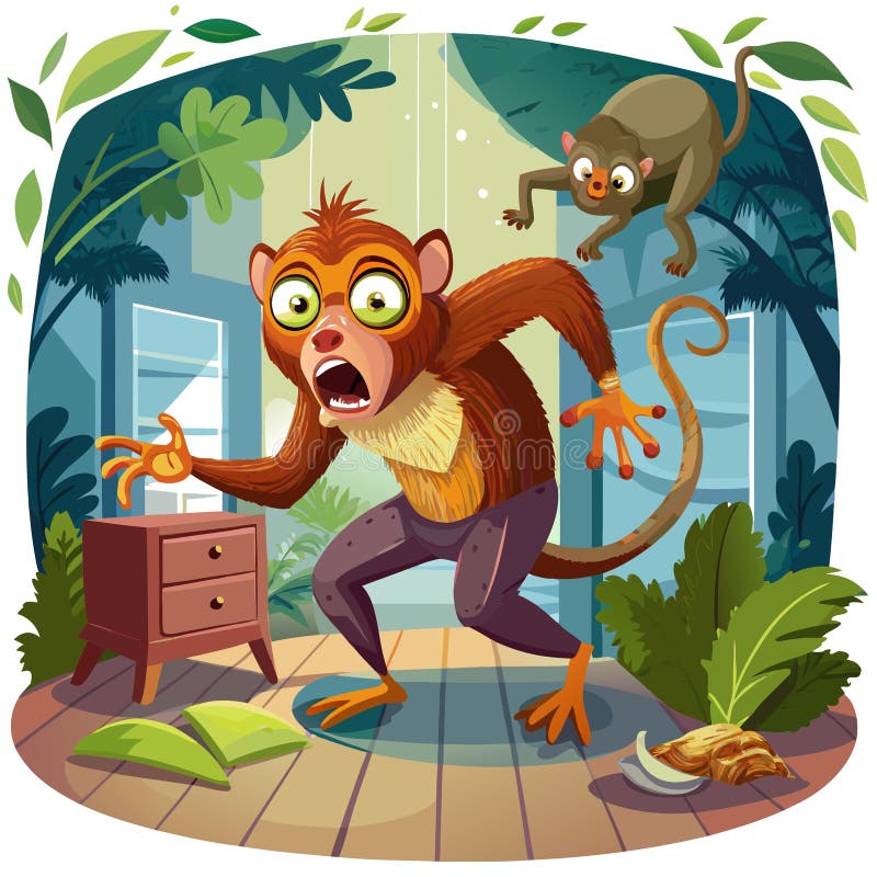 Common Cuscus Monkey Panicked Goes Room Vector Stock Vector ...