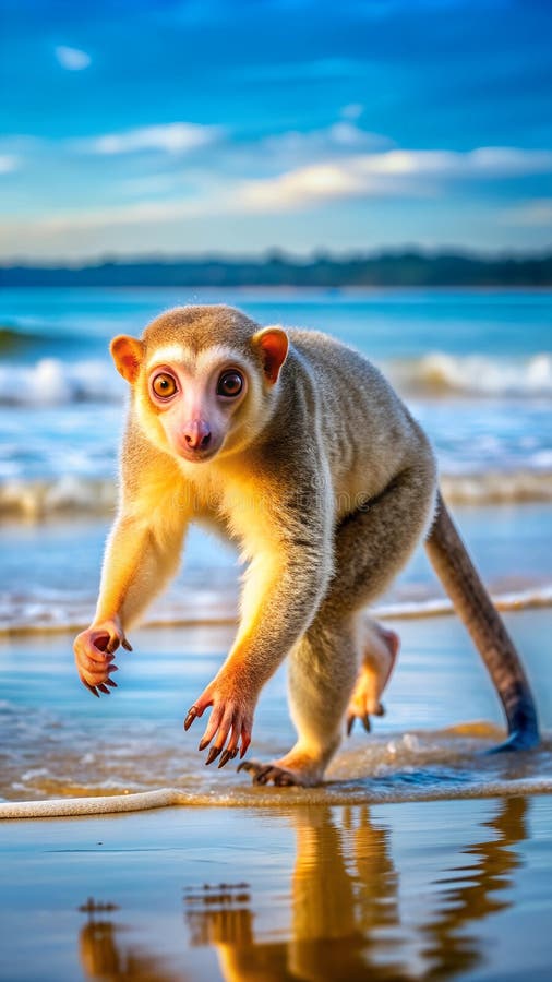 Common Cuscus Monkey Runs Sea Stock Illustration - Illustration of ...