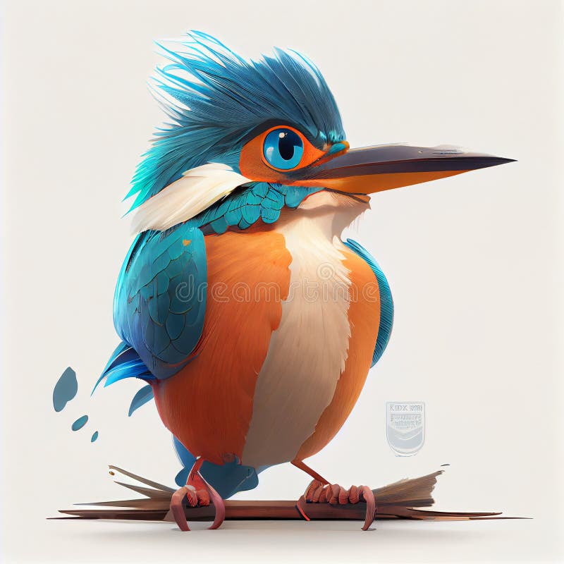 Common European Kingfisher Cartoon Style. Stock Image - Image of ...