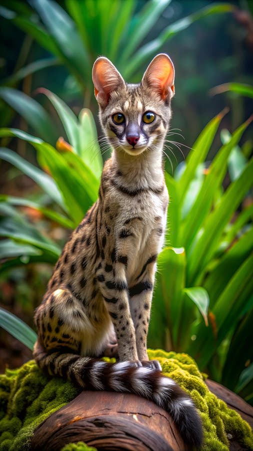 Common Genet Lynx Sits Jungle Stock Illustration - Illustration of ...