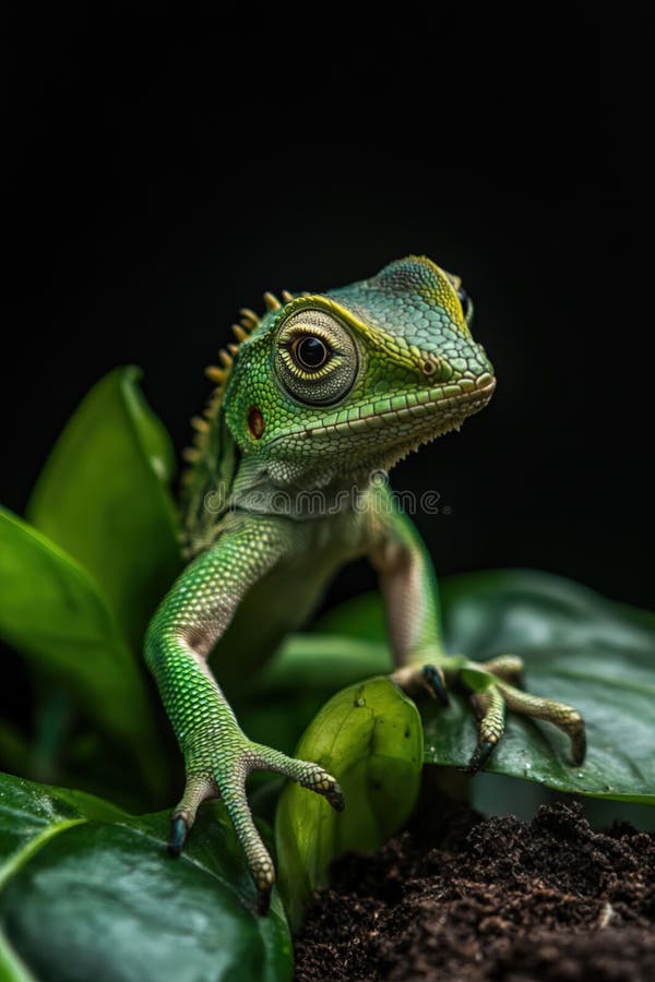 Common Green Forest Lizard - Calotes Calotes Stock Illustration ...