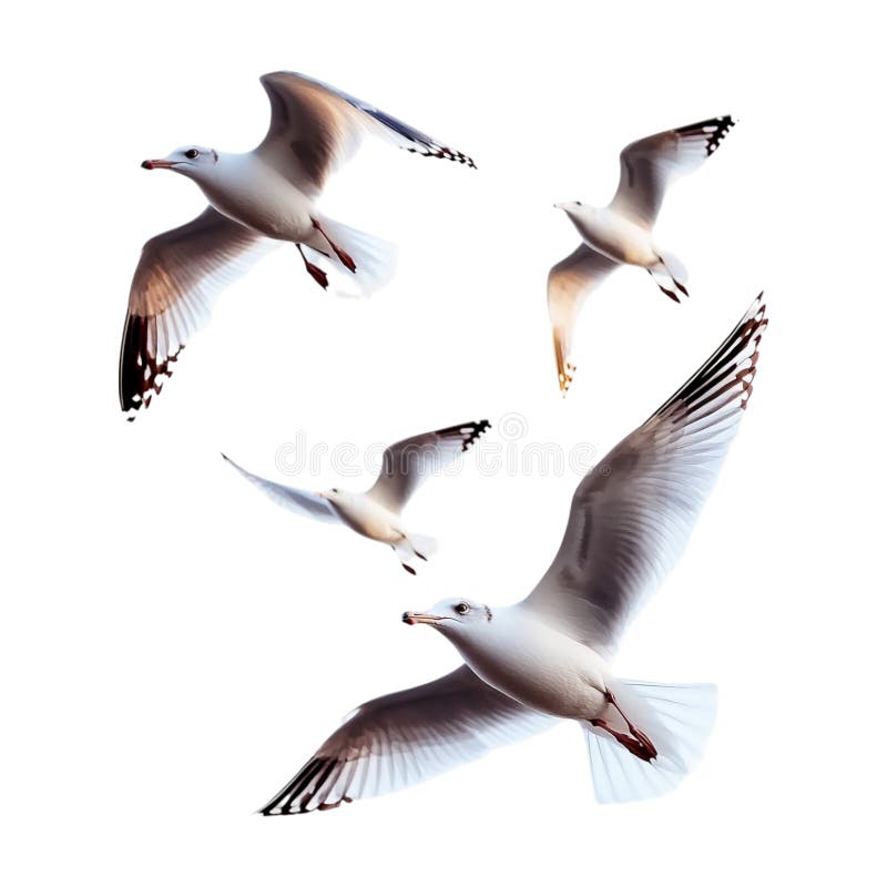 Common Gull Birds Flying in Air on Transparent Background - Ai ...