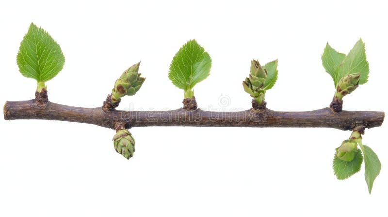 A Common Hazel Branch Featuring Male Catkins is Set Against a White ...