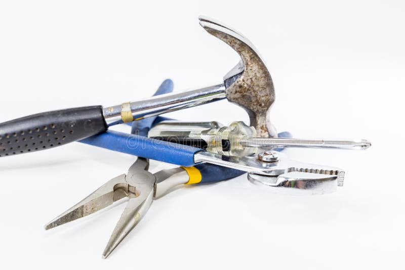 Common Household Tools on Bright Background Stock Image - Image of ...
