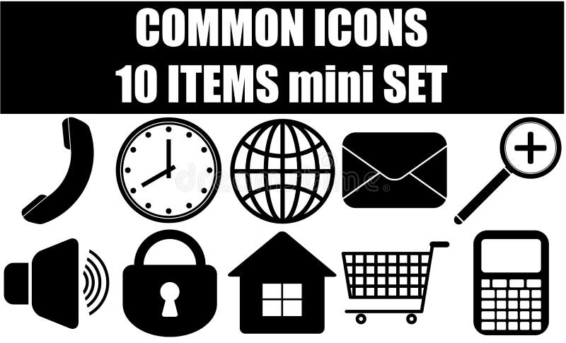 Common icons stock illustration. Illustration of platen - 11369336