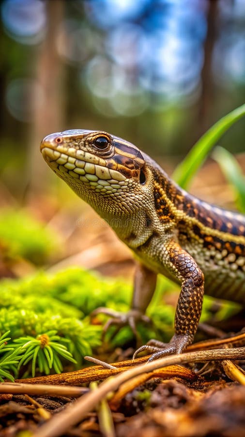 Common Lizard runs forest stock illustration. Illustration of sticker ...