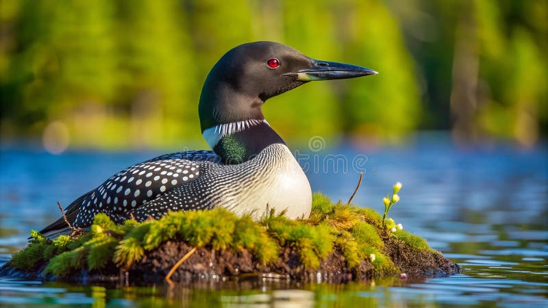 Common Loon Bird Smiles Island Stock Illustration - Illustration of ...