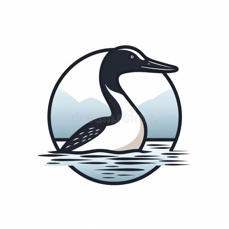 Minimalistic 2d Common Loon Icon on White Background Stock Illustration ...