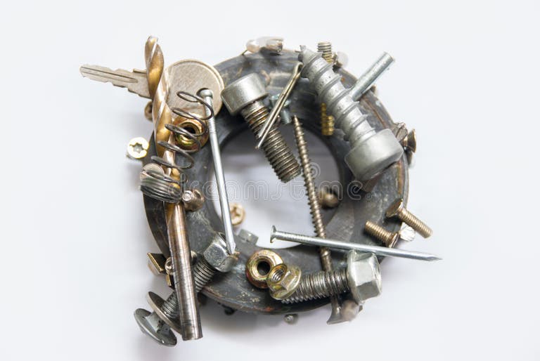 Round magnet and metals stock photo. Image of spring - 103220354