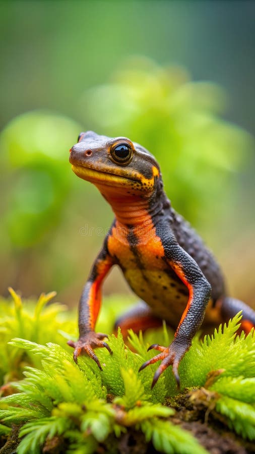 Common Newt Lizzard Stands Forest Stock Illustration - Illustration of ...