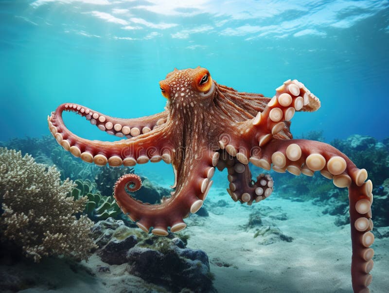 Ai Generated Illustration Wildlife Concept of Common Octopus (Octopus ...
