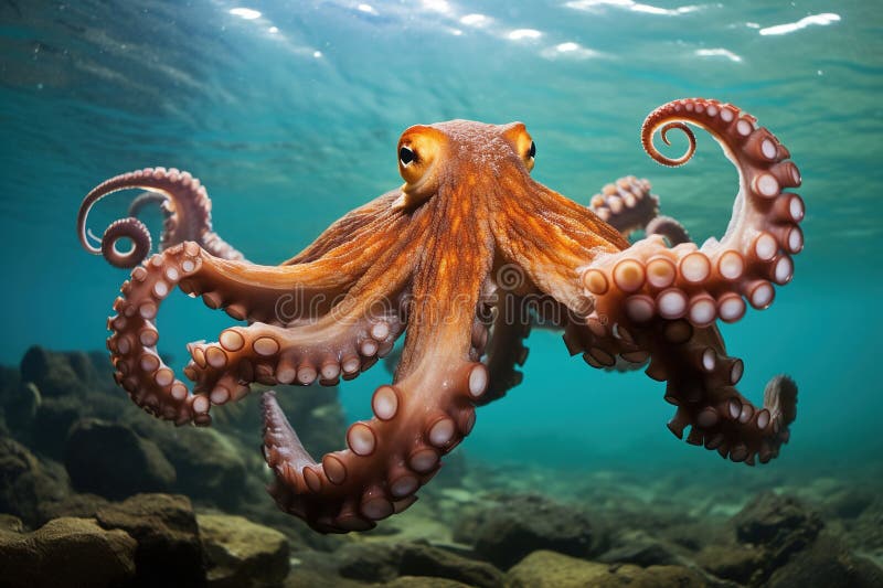 Common Octopus in Water. Wildlife Animal. Generative AI. Stock ...