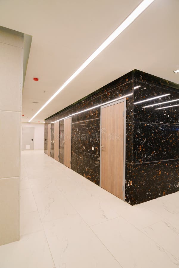 Common Office Building Interior Stock Image - Image of furniture, blue ...