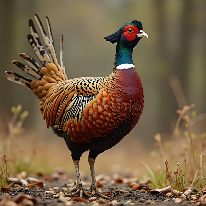 Pheasant Standing in the Garden. Stock Illustration - Illustration of ...