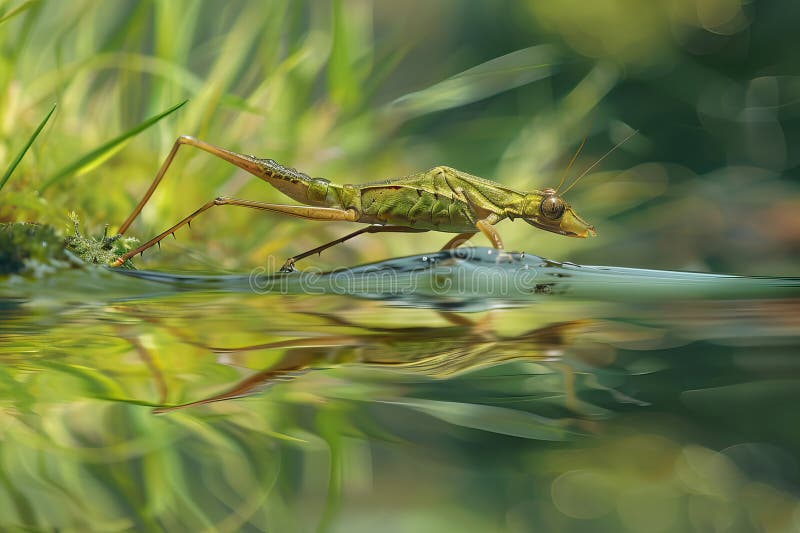Pond Skater Walking on the Water, AI Generated Stock Illustration ...