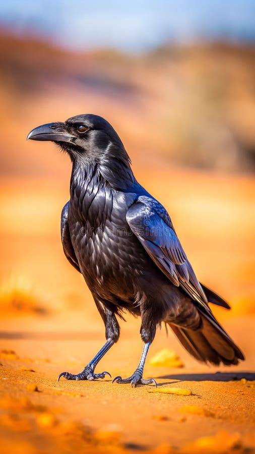 Common Raven Bird Walks Desert Stock Illustration - Illustration of ...