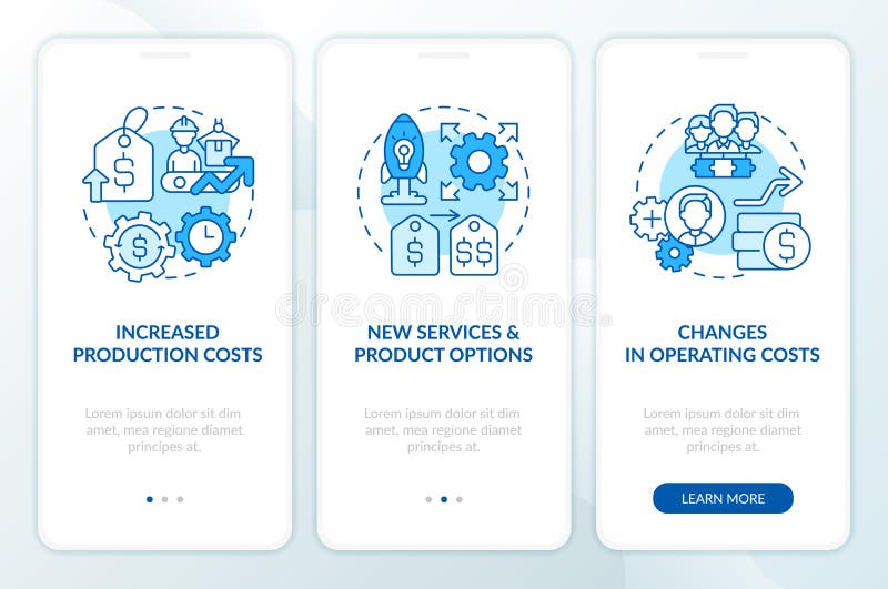 Common Reasons for Price Increase Blue Onboarding Mobile App Screen ...