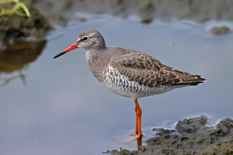 Common Redshank (Eurasia) (Generative AI) Stock Illustration ...