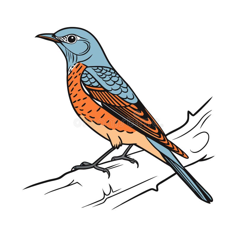 Common Rock Thrush Bird Colorful Artwork Stock Illustration ...
