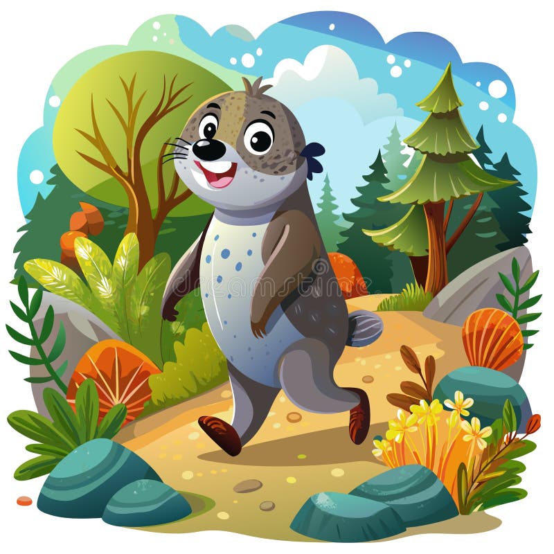 Common Seal Upset Walks Forest Vector Stock Illustration - Illustration ...