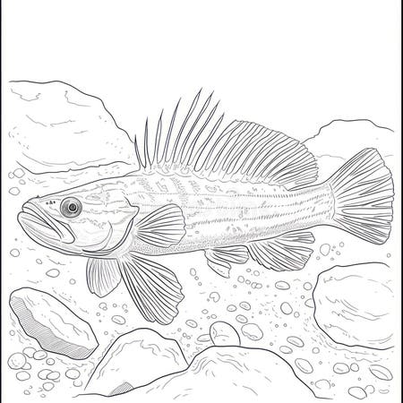 Common Snakehead Fish Drawing Coloring Book Page Stock Illustration ...