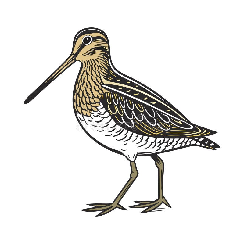 Common Snipe Bird Colorful Artwork Stock Illustration - Illustration of ...