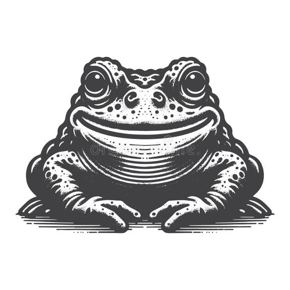 Common Toad Frog Funny Grin Vintage Whimsical Vector Illustration ...
