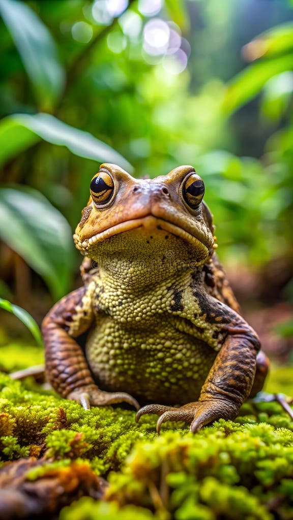 Common Toad Frog Sits Jungle Stock Illustration - Illustration of ...
