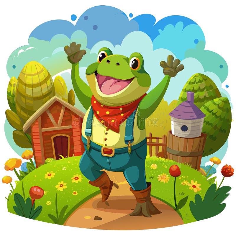 Common Toad Frog Victorious Cries Farm Vector Stock Illustration ...