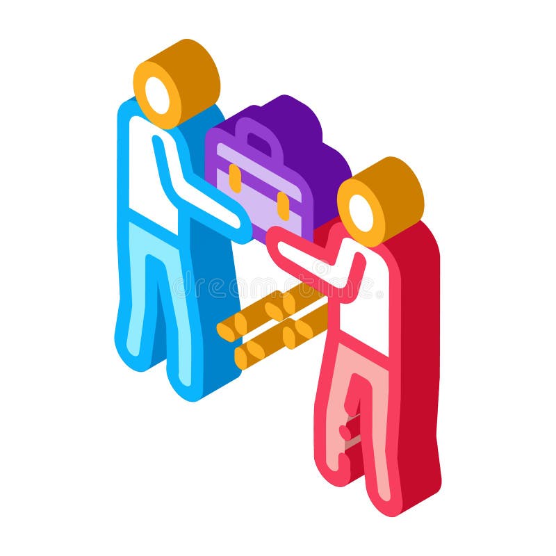 Common Work of Two People Isometric Icon Vector Illustration Stock ...
