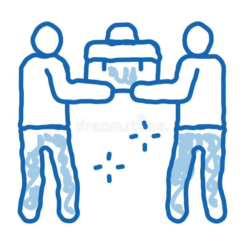 Common Work of Two People Doodle Icon Hand Drawn Illustration Stock ...