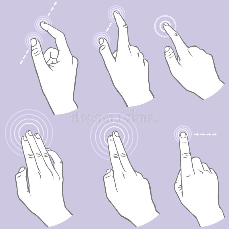 Commonly Used Touch Screen Gestures Stock Illustration - Illustration ...