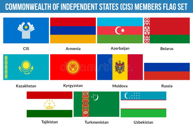 Commonwealth of Independent States, CIS Members Flag Set Vector ...